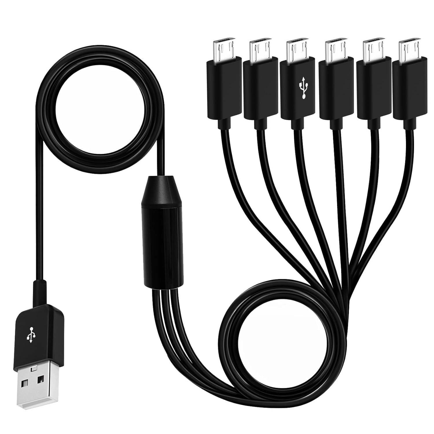 Micro USB Splitter Cable 6 Micro USB Charging Cord USB 2.0 Type A Male ...