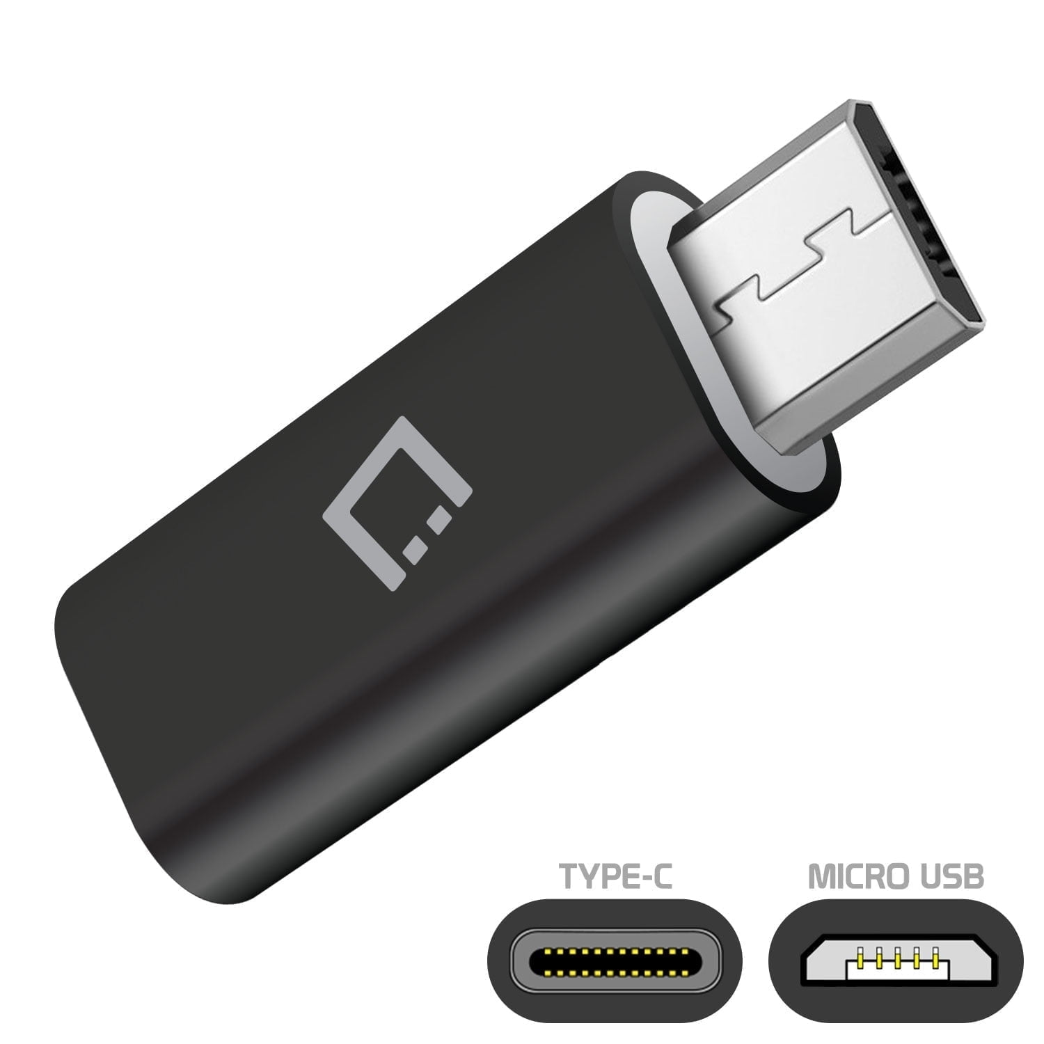 Micro USB to USB-C Adapter Connector by Cellet Black - Walmart.com