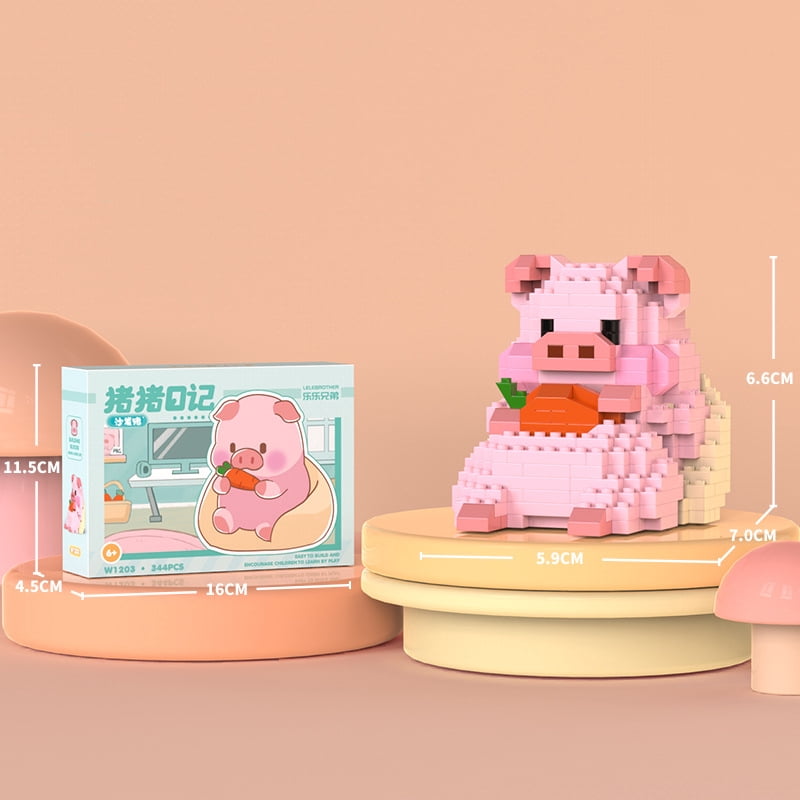 Micro-particle Assembly Building Blocks Cute Pig Cartoon Doll Building ...