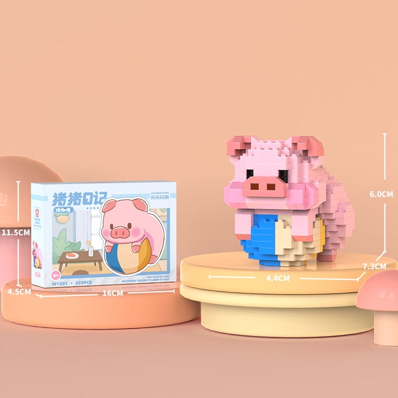 Micro-particle Assembly Building Blocks Cute Pig Cartoon Doll Building ...