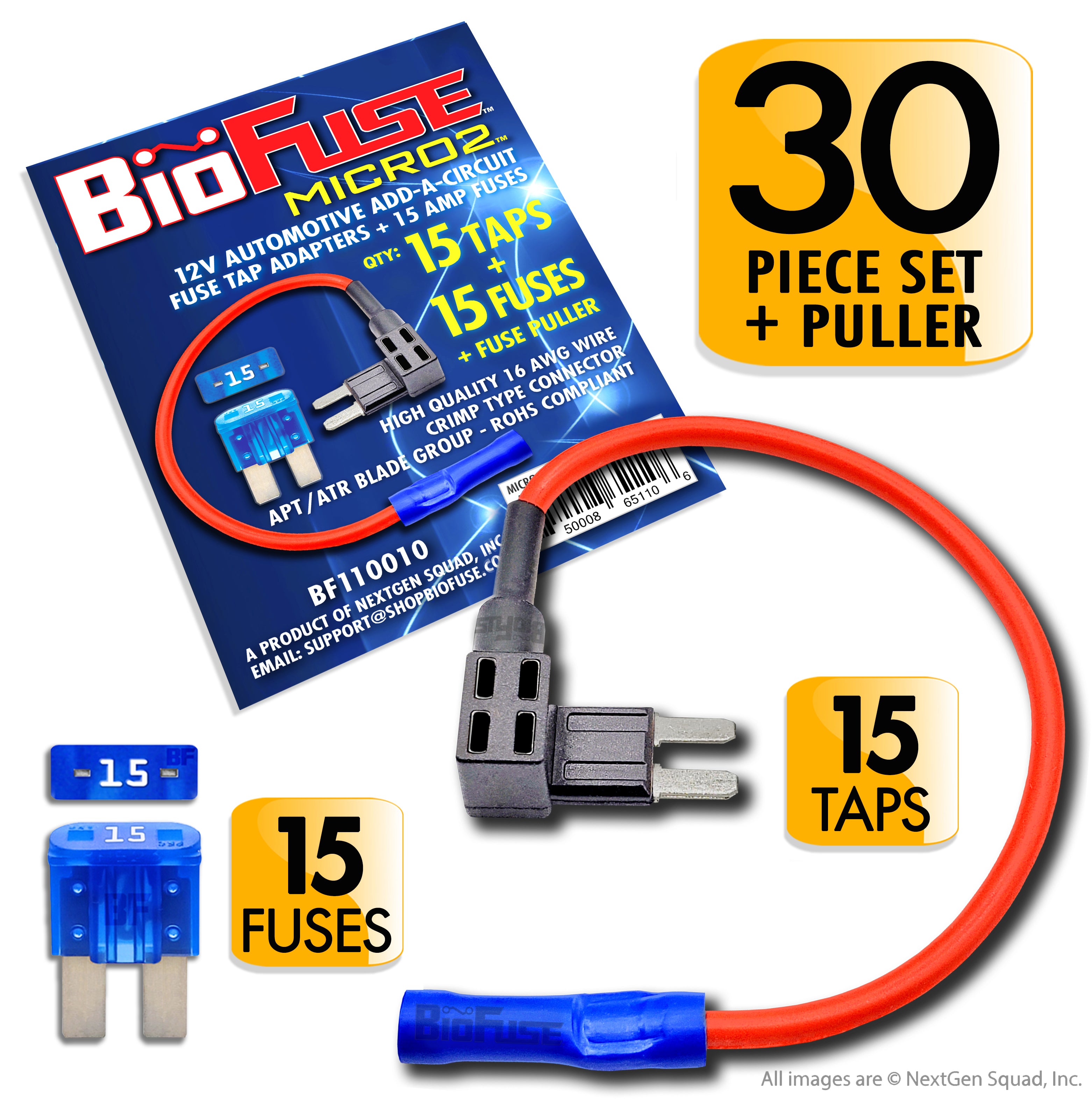 Micro2 30 Piece Add-a-Circuit Fuse Tap Holder and Fuses Bundle ...