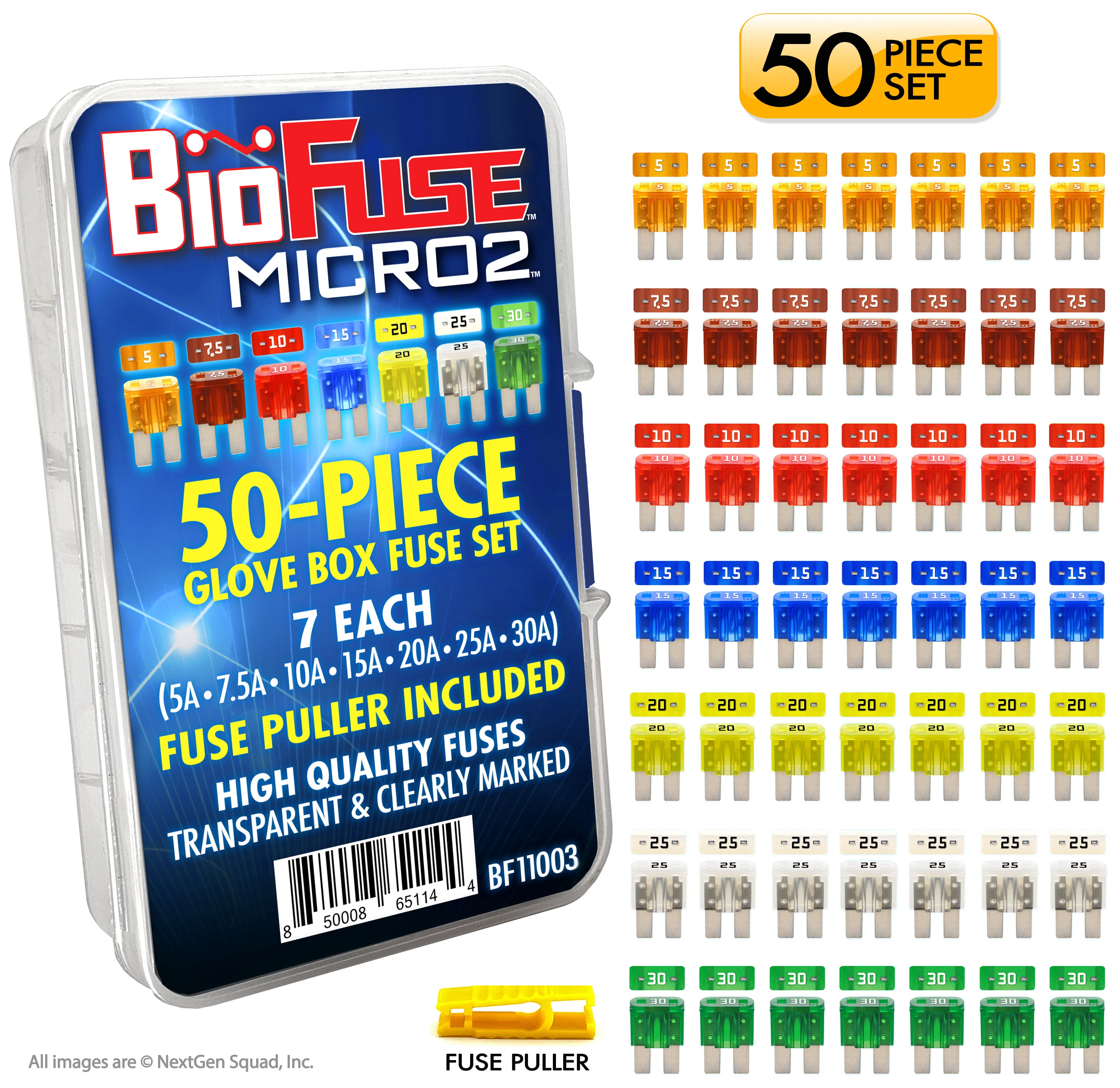 Micro2 50 Piece Fuse Assortment Glove Box Set (Automotive and Non ...