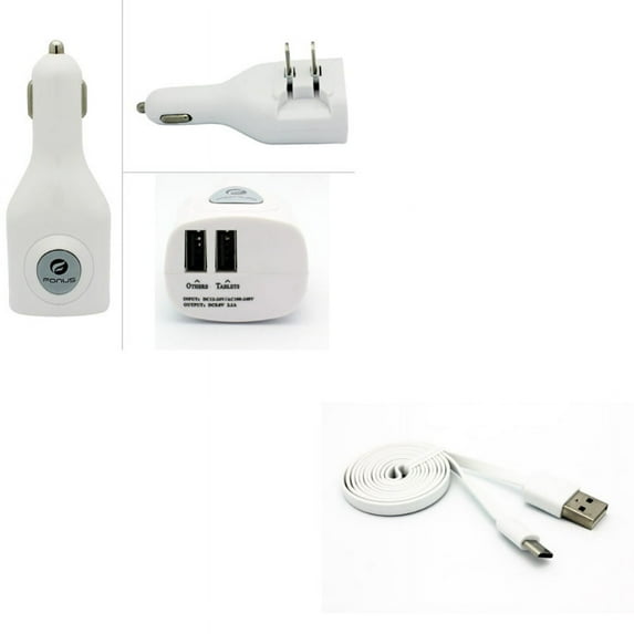 MicroUSB 3ft USB Cable w 2-Port USB Car Home Charger L8P for BLU Tank ...