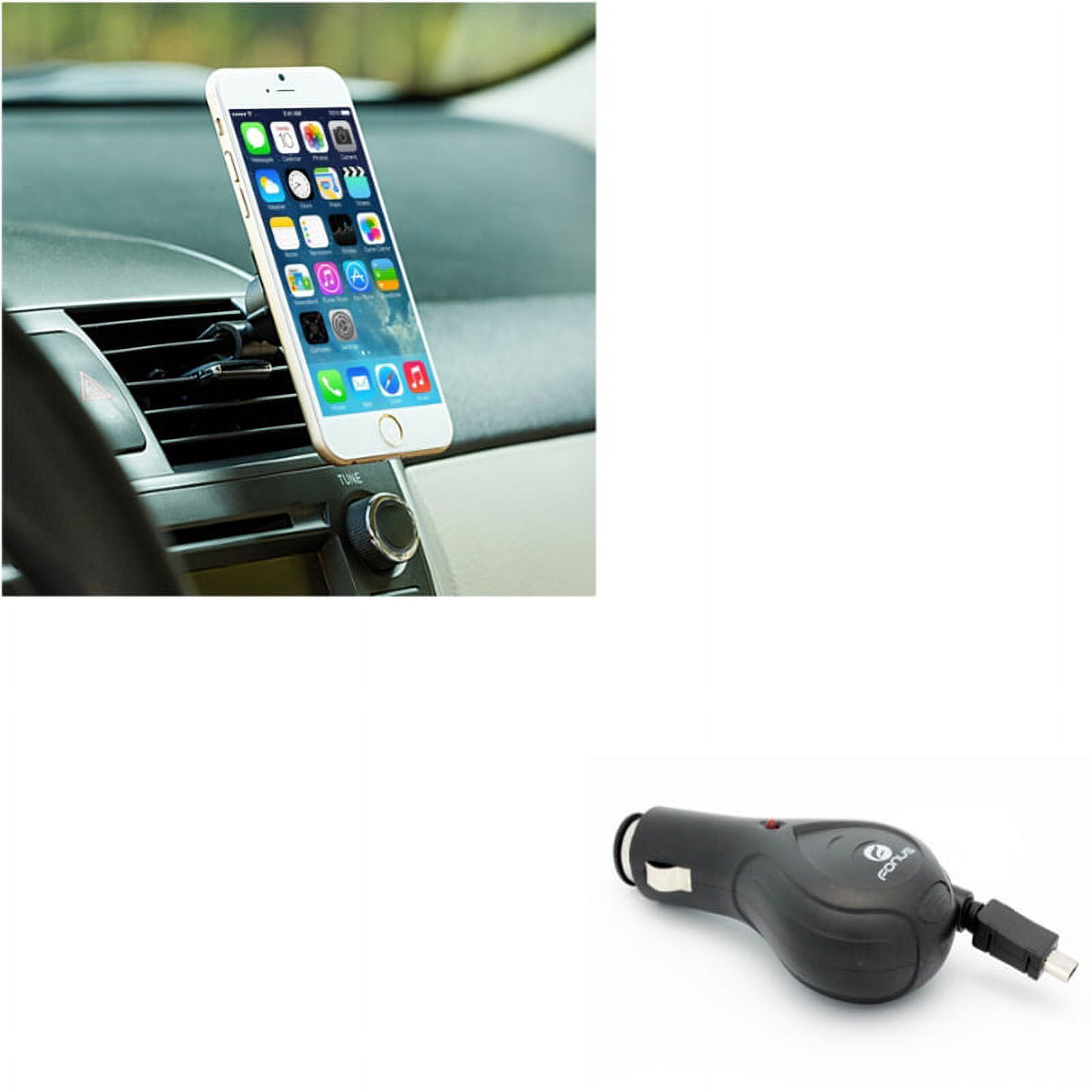 MicroUSB Retractable Charger w Air Vent Magnetic Car Mount for Alcatel ...
