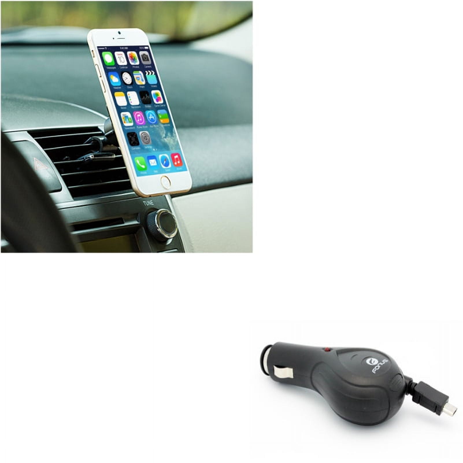 MicroUSB Retractable Charger w Air Vent Magnetic Car Mount for ZTE ...