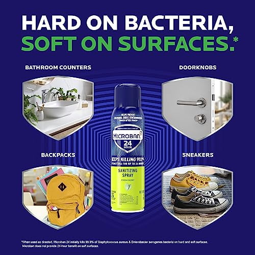 Microban 24 Hour Disinfectant Sanitizing Spray, Fresh Scent, 15oz ...