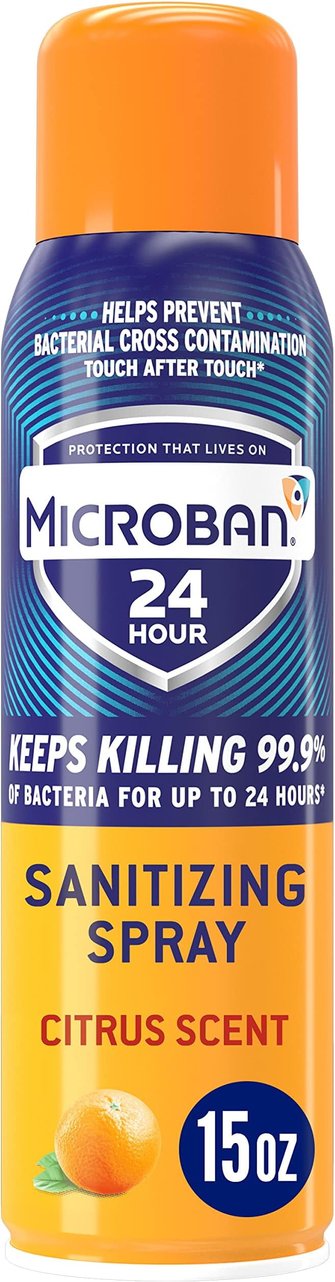 Microban Citrus Scent 24 Hour Disinfectant Sanitizing Spray, 15 Oz, 2 ...