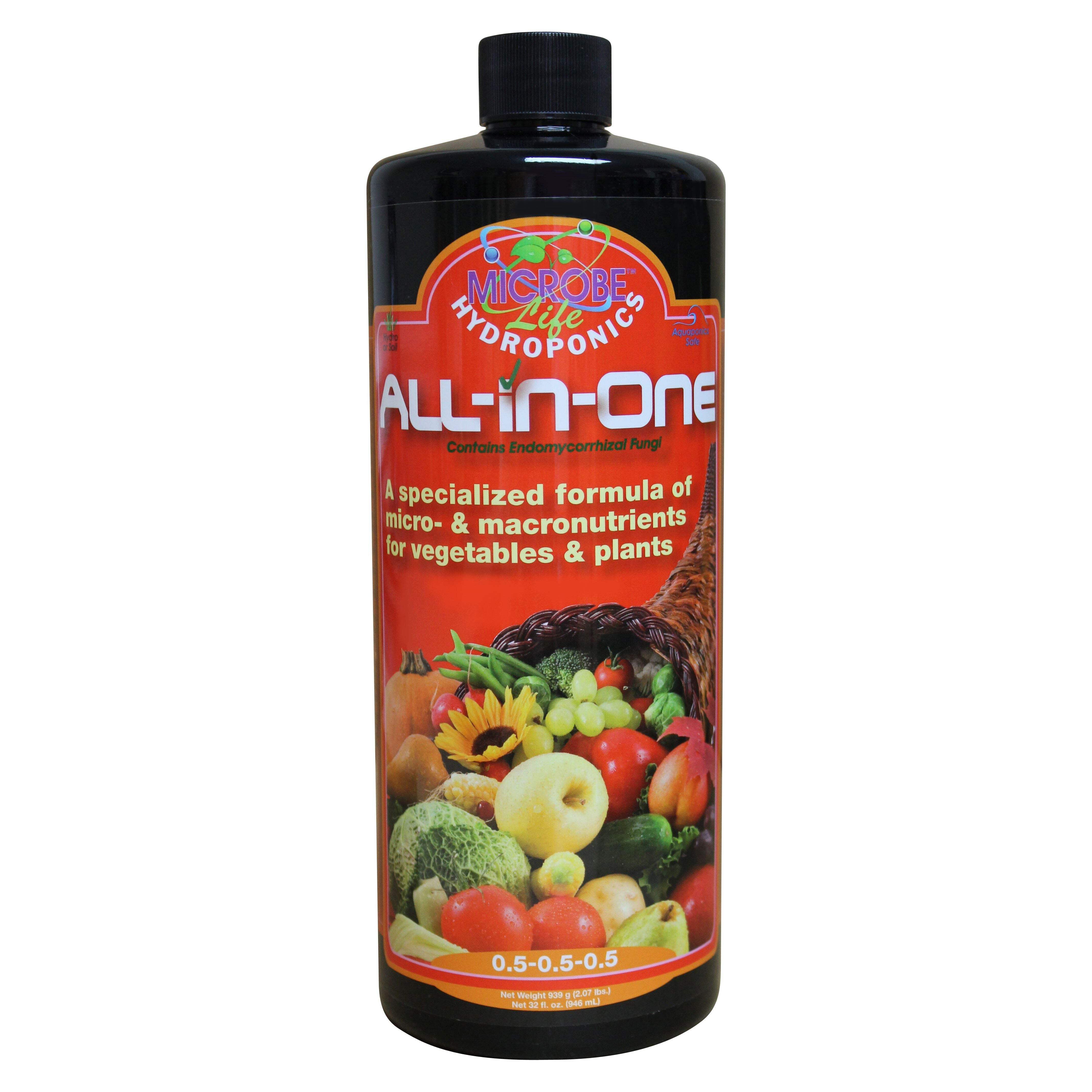 Microbe Life All-In-One Hydroponic Nutrient Fertilizer, 1 quart with ...
