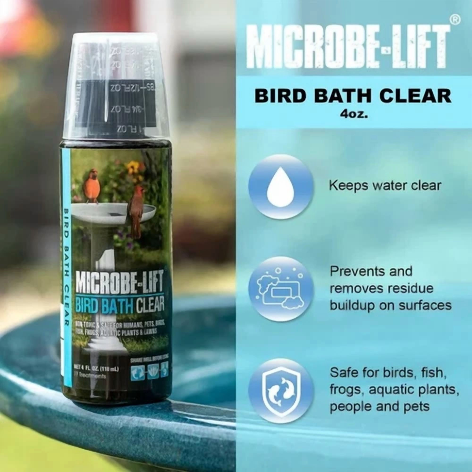 Microbe-Lift Bird Bath Clear Two-In-One Water Cleaner & Surface ...