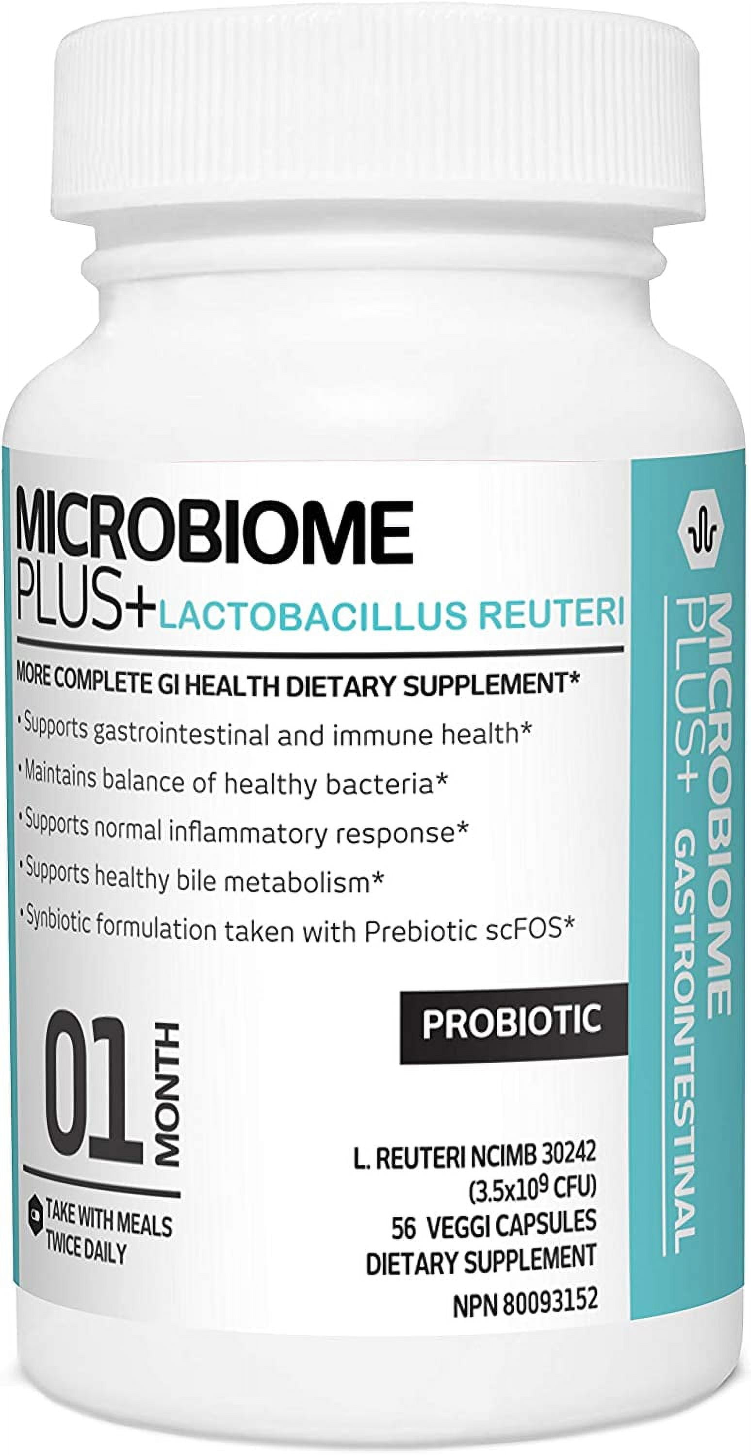 Microbiome Plus Gastrointestinal Probiotics Capsules - L. Reuteri NCIMB ...