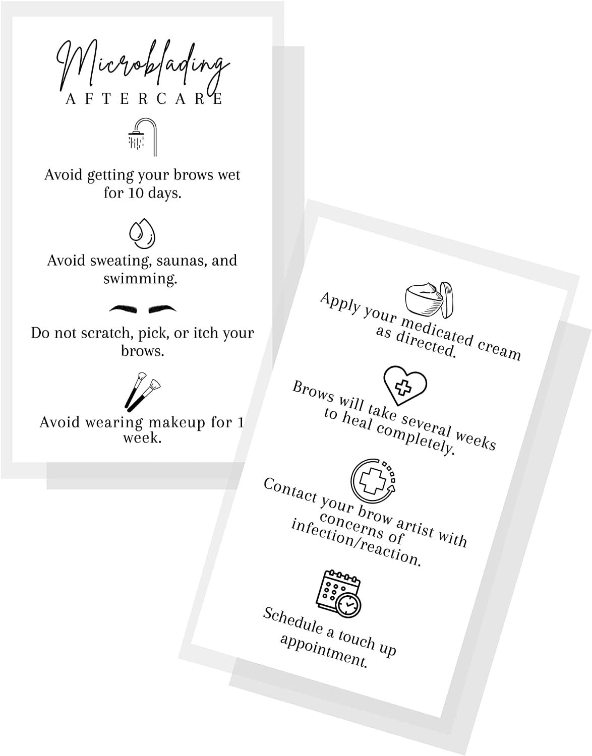 Microblading Aftercare Instruction Cards 50 Pack 2 x 3.5 inch Business ...