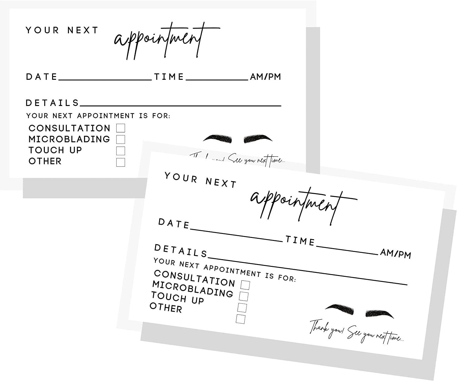 Microblading Appointment Reminder Card 50 pk Aftercare Loyalty Instructions add to Stages of ...