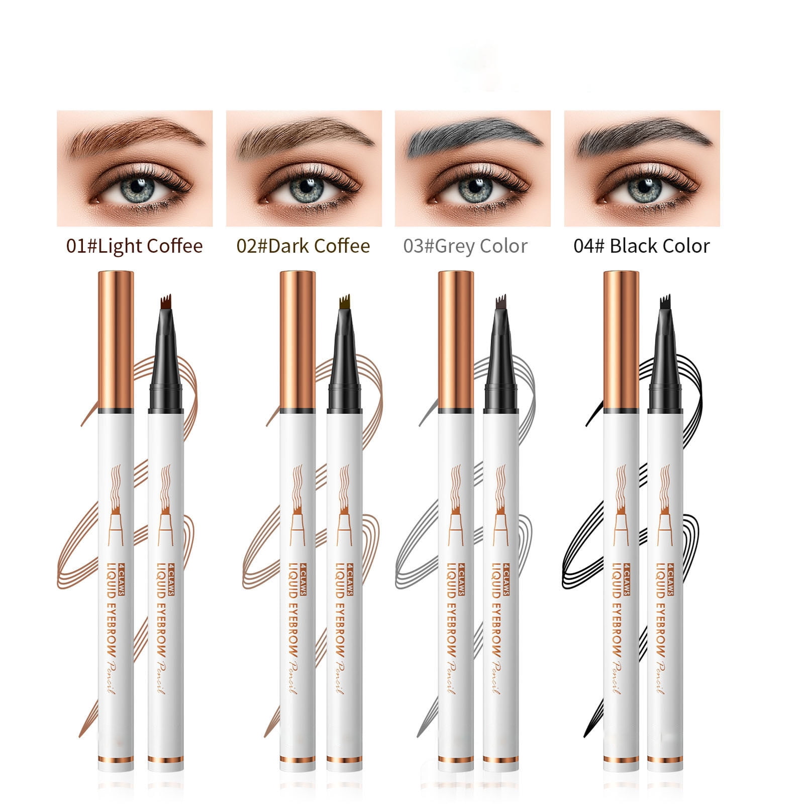 Microblading Eyebrow Pencil - 2026 Upgraded 3D Waterproof 4-Tip Eyebrow ...