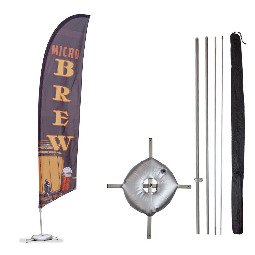 Microbrew Feather Flag Kits - 13.5ft Flag Complete Pole Set, Cross Base ...
