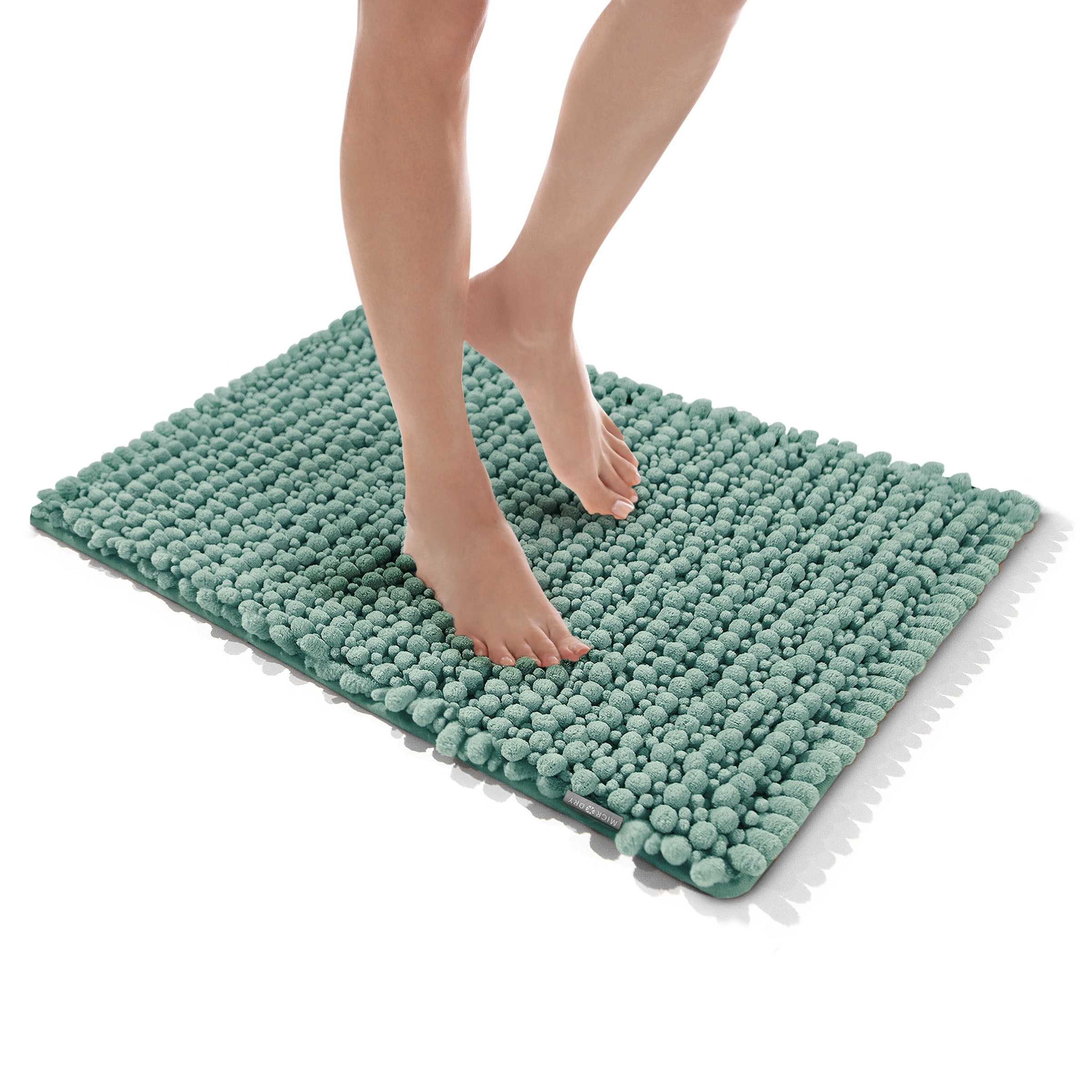 Microdry Chenille Absorbent Memory Foam Bath Mat, 16" x 24", Aqua ...