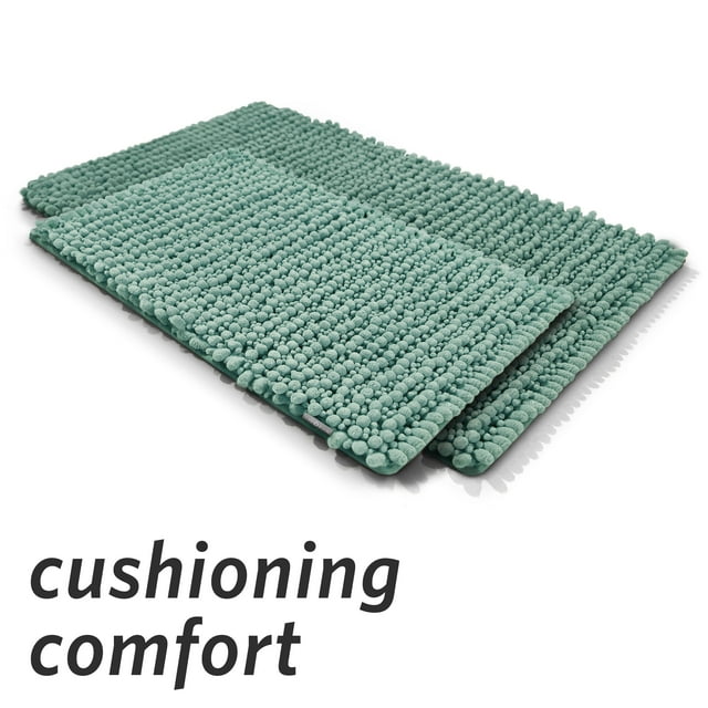 Microdry Chenille-Infused Memory Foam Bath Mat Set, Aqua (2-Piece ...