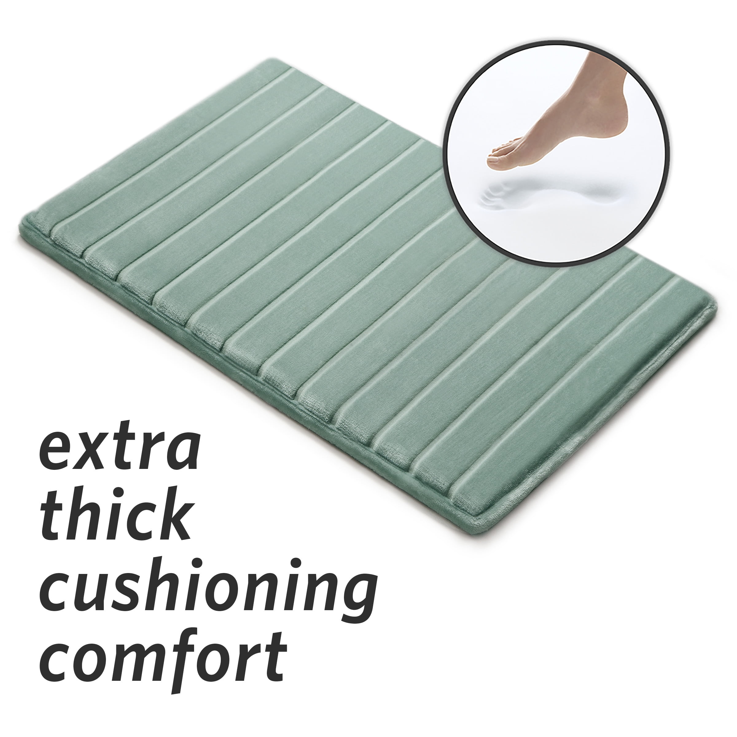 Microdry Modern Infused Memory Foam Bath Mat, 17" x 24", Aqua - Walmart.com