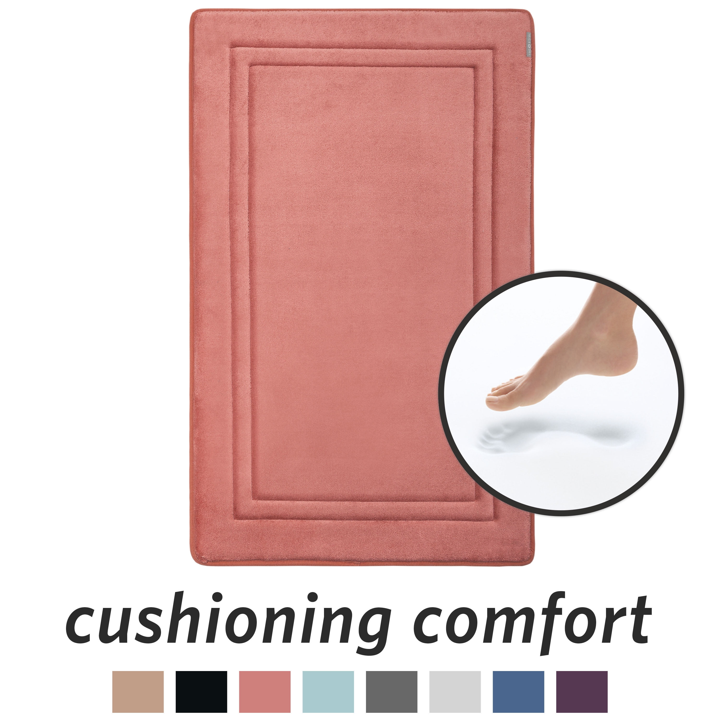 Microdry Quick Drying Memory Foam Bath Mat, 21" x 34", Rose - Walmart.com