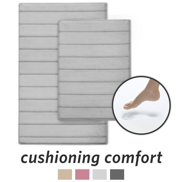 Microdry Ultra Absorbent CoreTex Memory Foam Bath Mat Set with GripTex ...