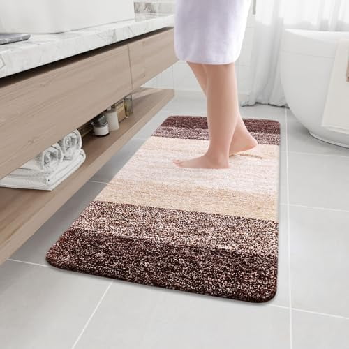 Microfiber Bathroom Rugs, Shaggy Soft and Absorbent Bath Rug, Non-Slip ...