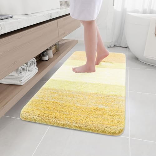 Microfiber Bathroom Rugs, Shaggy Soft and Absorbent Bath Rug, Non-Slip ...