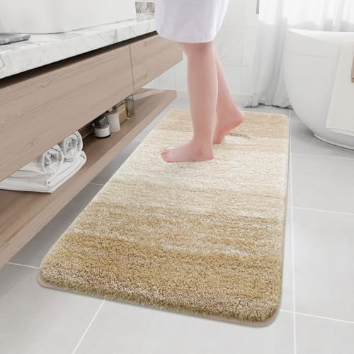 Microfiber Bathroom Rugs, Shaggy Soft and Absorbent Bath Rug, Non-Slip ...