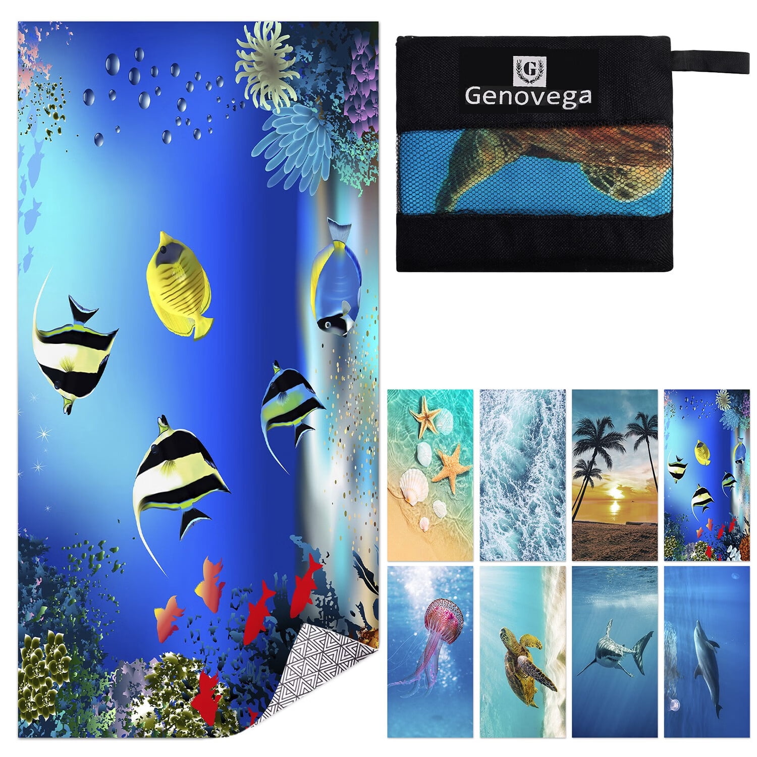 "Genovega Microfiber Beach Towel, Quick Dry, Sand Free, 36""x72"", Swim ...