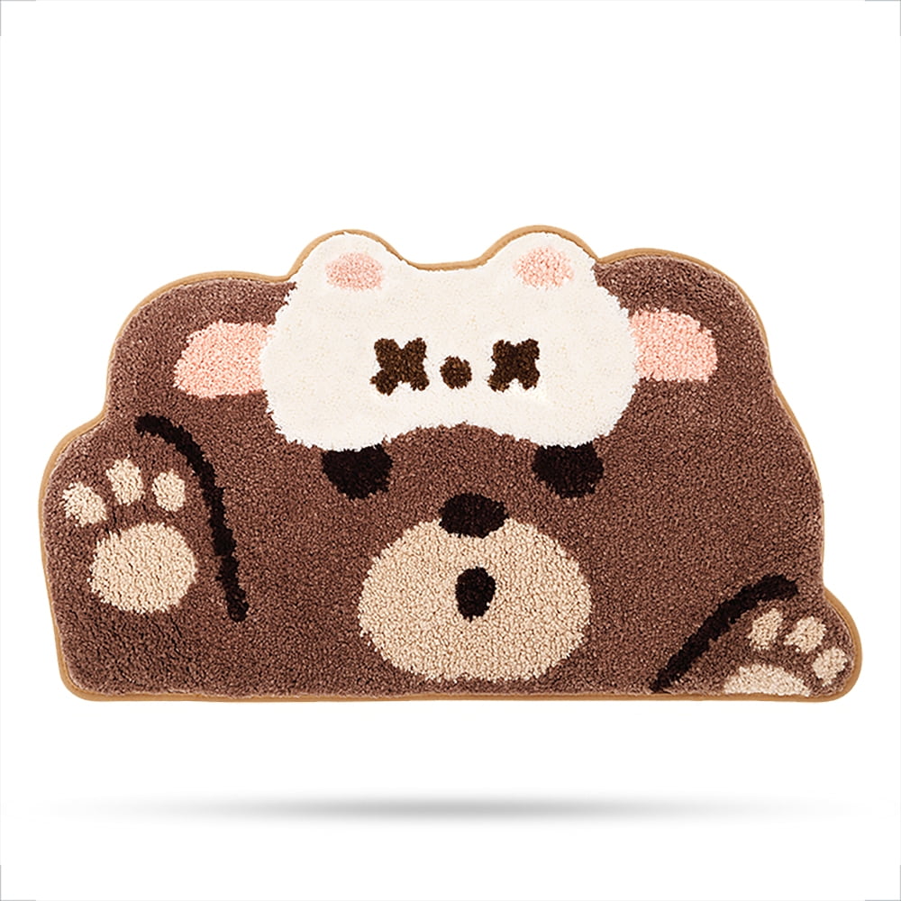 Microfiber Bear Bath Rug, Non Slip Absorbent Bathroom Rugs with TPR ...