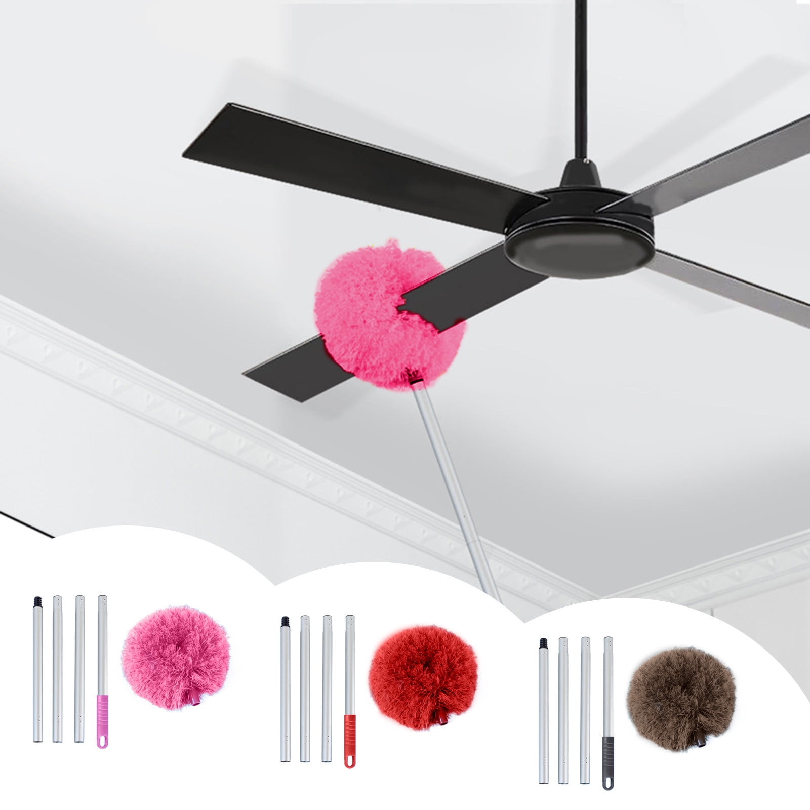 Microfiber Ceiling Duster with 55 Inch Extension Pole, Washable ...