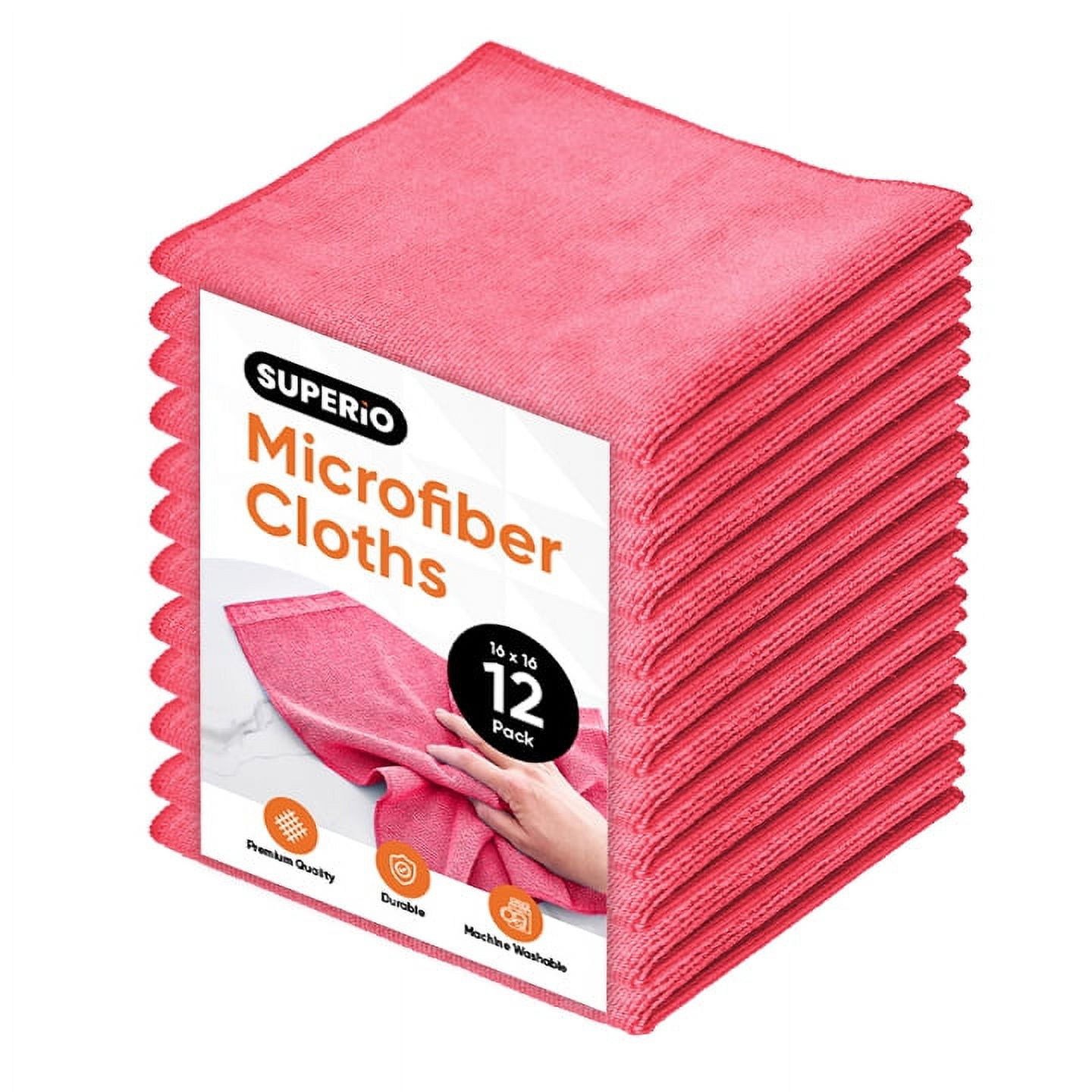 Microfiber Cleaning Cloth 16"x16" Washable Rags for Car, Kitchen, Bath ...