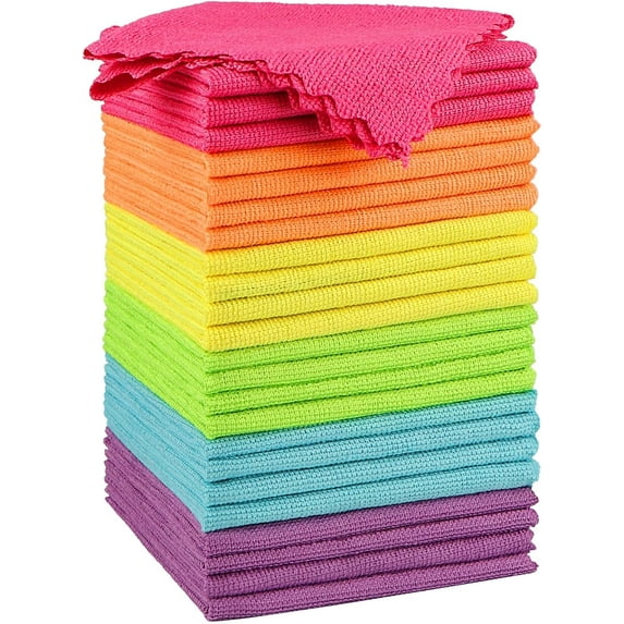 Microfiber Cleaning Cloth, 24 Pack Highly Absorbent Cleaning Rags ...