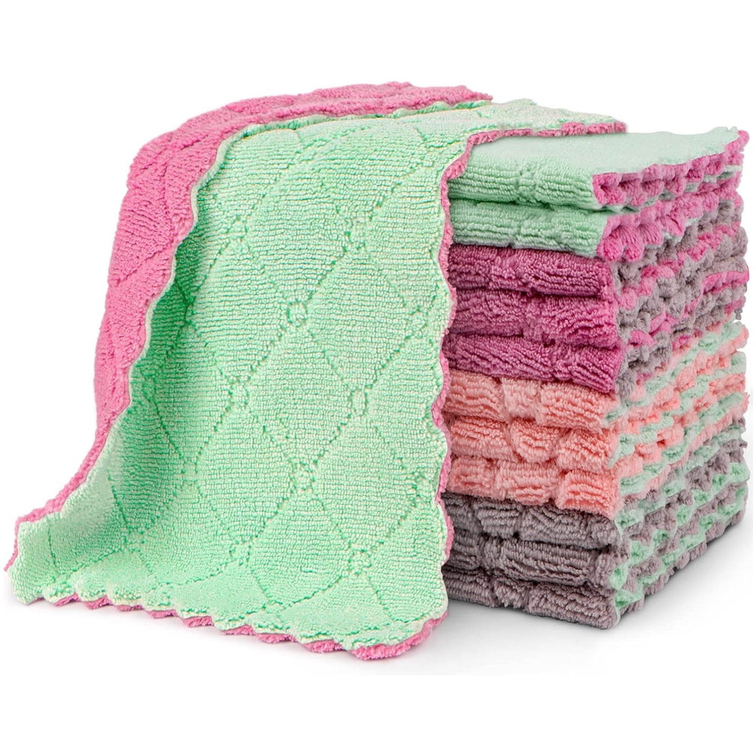 Microfiber Cleaning Cloth - 24 Pcs,Absorbent Dusting Cloths,Dish Towels ...