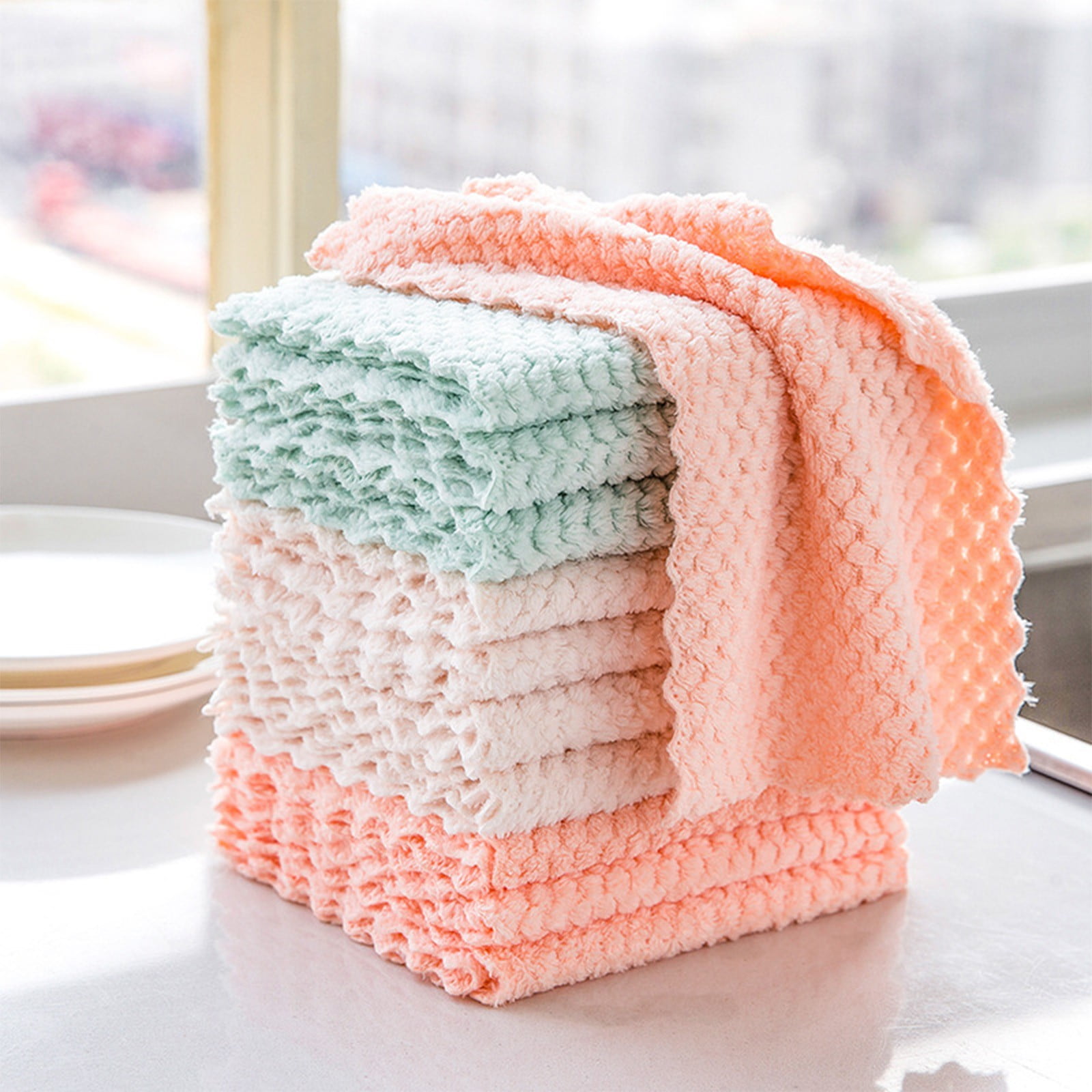 Microfiber Cleaning Cloth,Kitchen Towels,10pcs Bamboos Fiber ...
