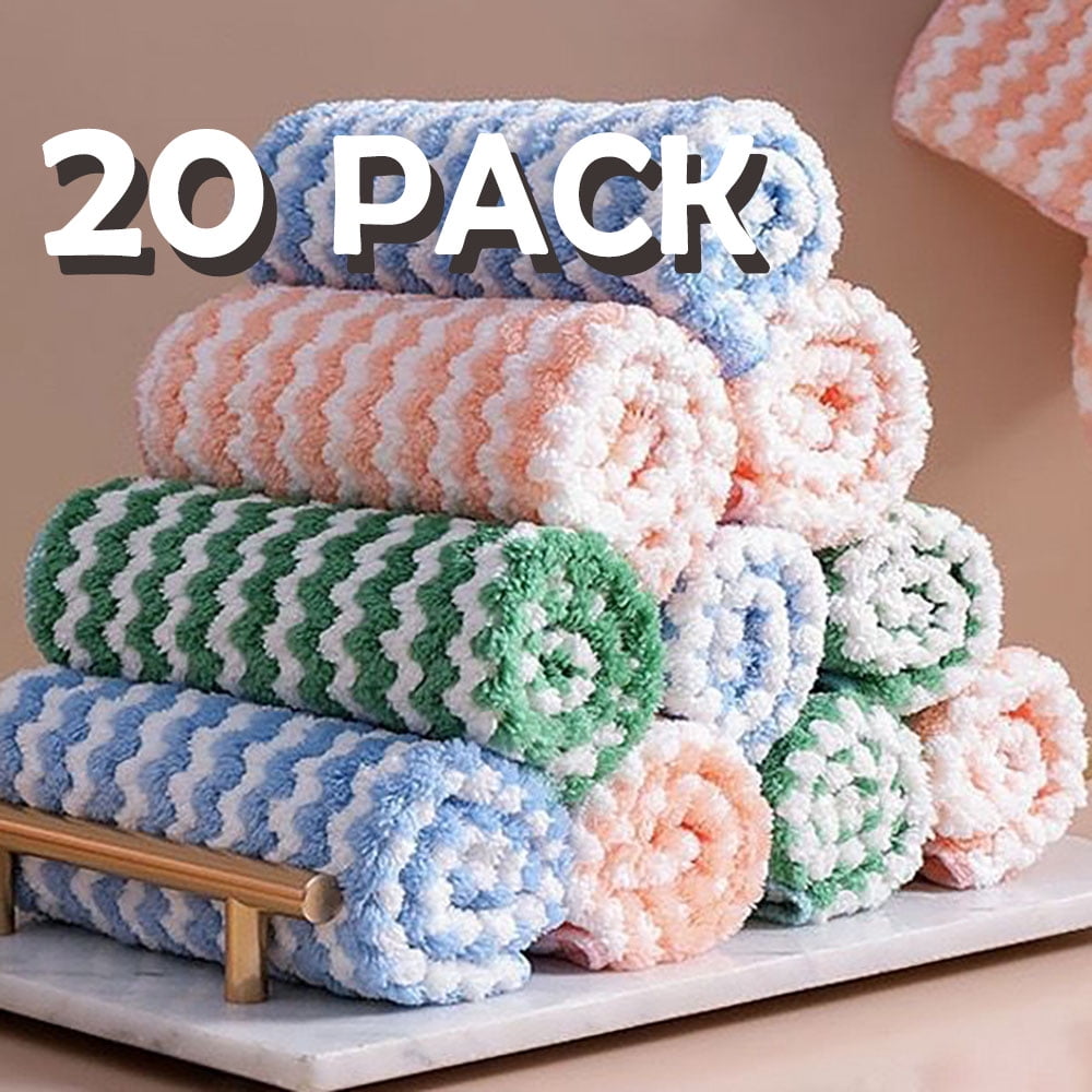 Microfiber Cleaning Cloth Rag 20 Pack Kitchen Towels Dish Cloths for ...