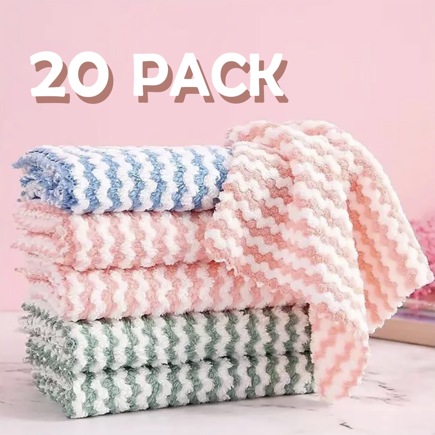 Microfiber Cleaning Cloth Rag 20 Pack Kitchen Towels Dish Cloths for ...