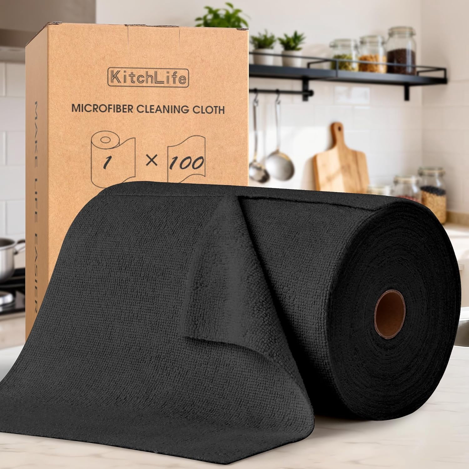 Microfiber Cleaning Cloth Roll, 100 Pack - Tear-Away Microfiber Paper ...