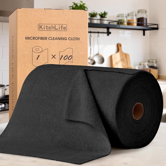 Microfiber Cleaning Cloth Roll, 100 Pack - Tear-Away Microfiber Paper ...
