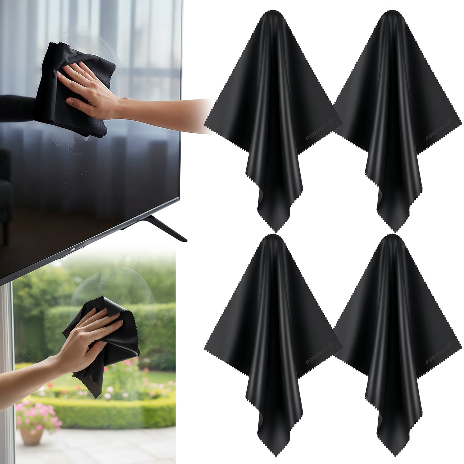 Fosmon Microfiber Cleaning Cloths, 4 Pack, 16x16 Inch, for Screens ...