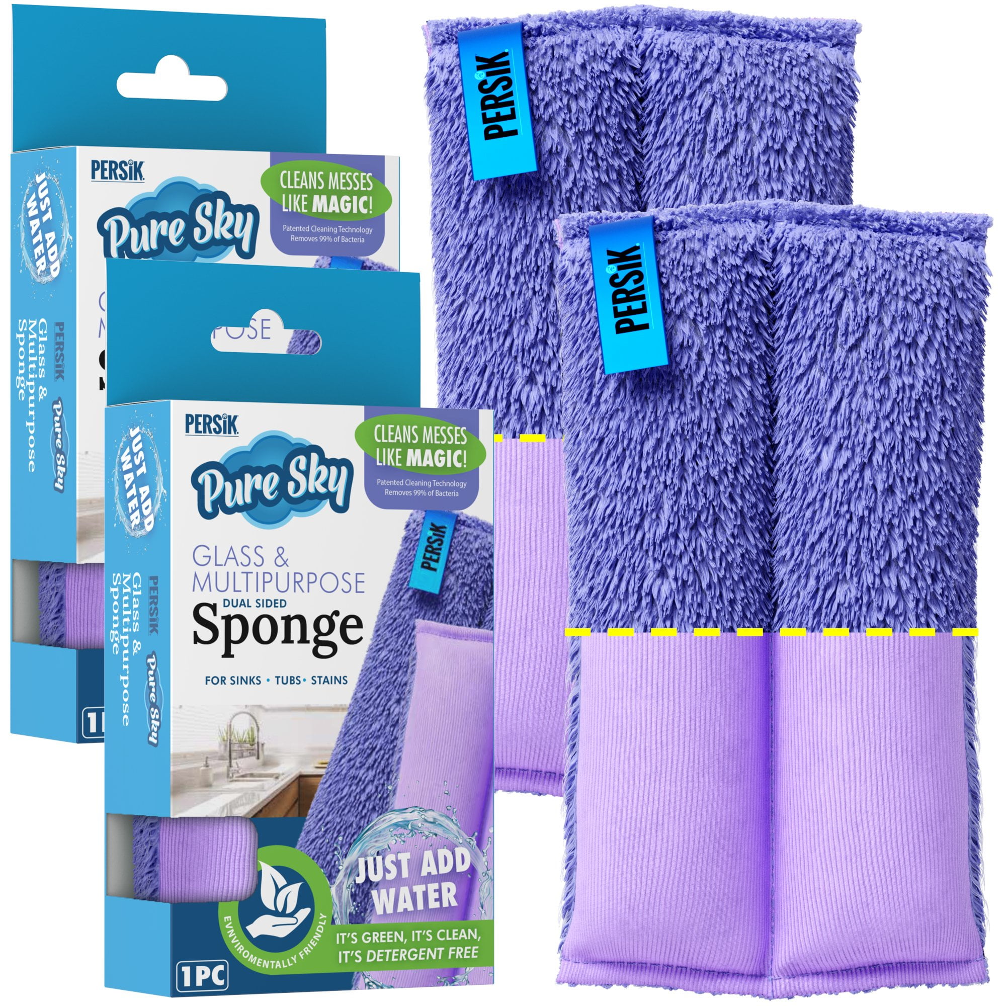 Microfiber Cleaning Sponge Pack of 2 Pure-Sky 2-in1, Combination for ...