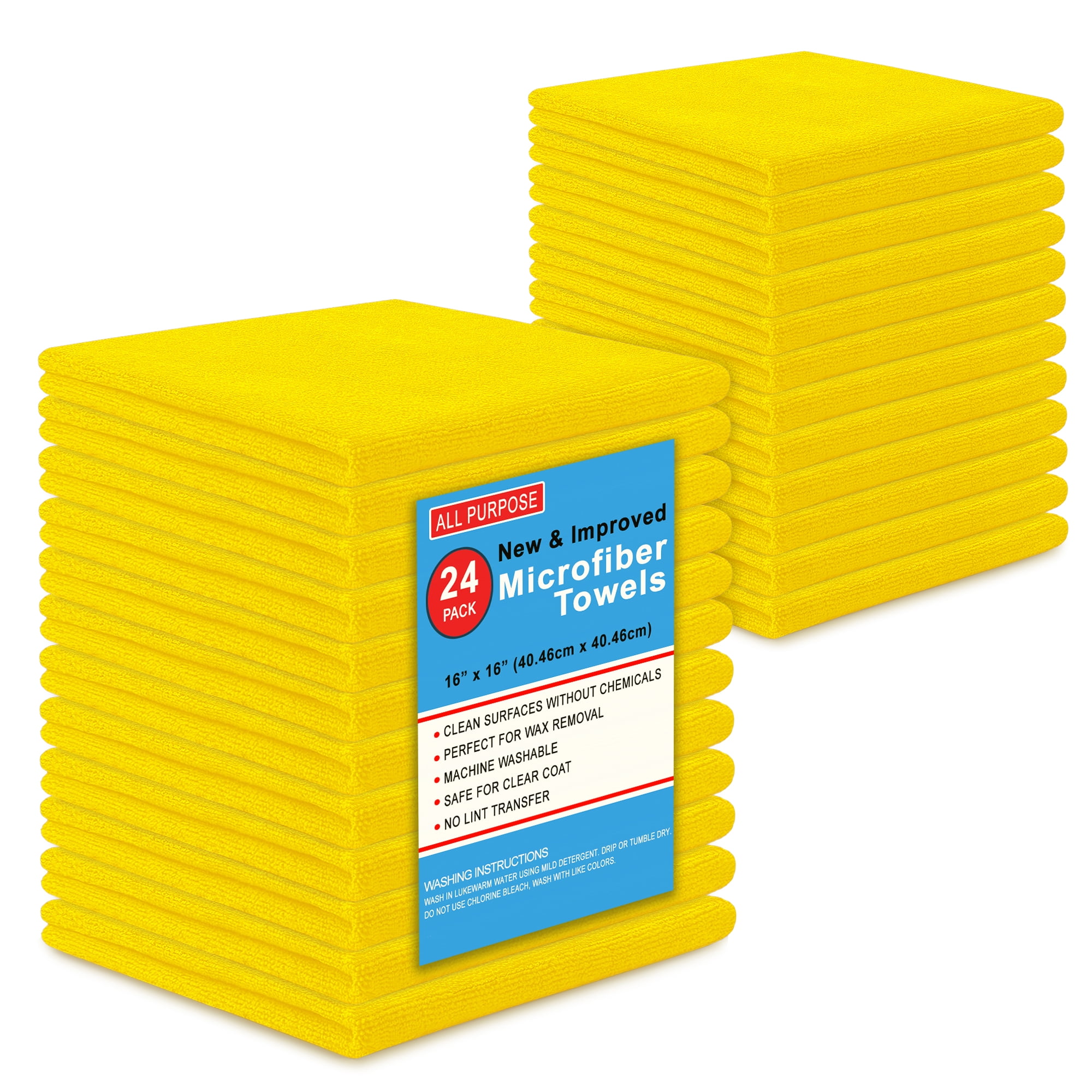 Microfiber Cleaning Towels, Pack of 24, Ultra Soft Plush Washcloth, All ...