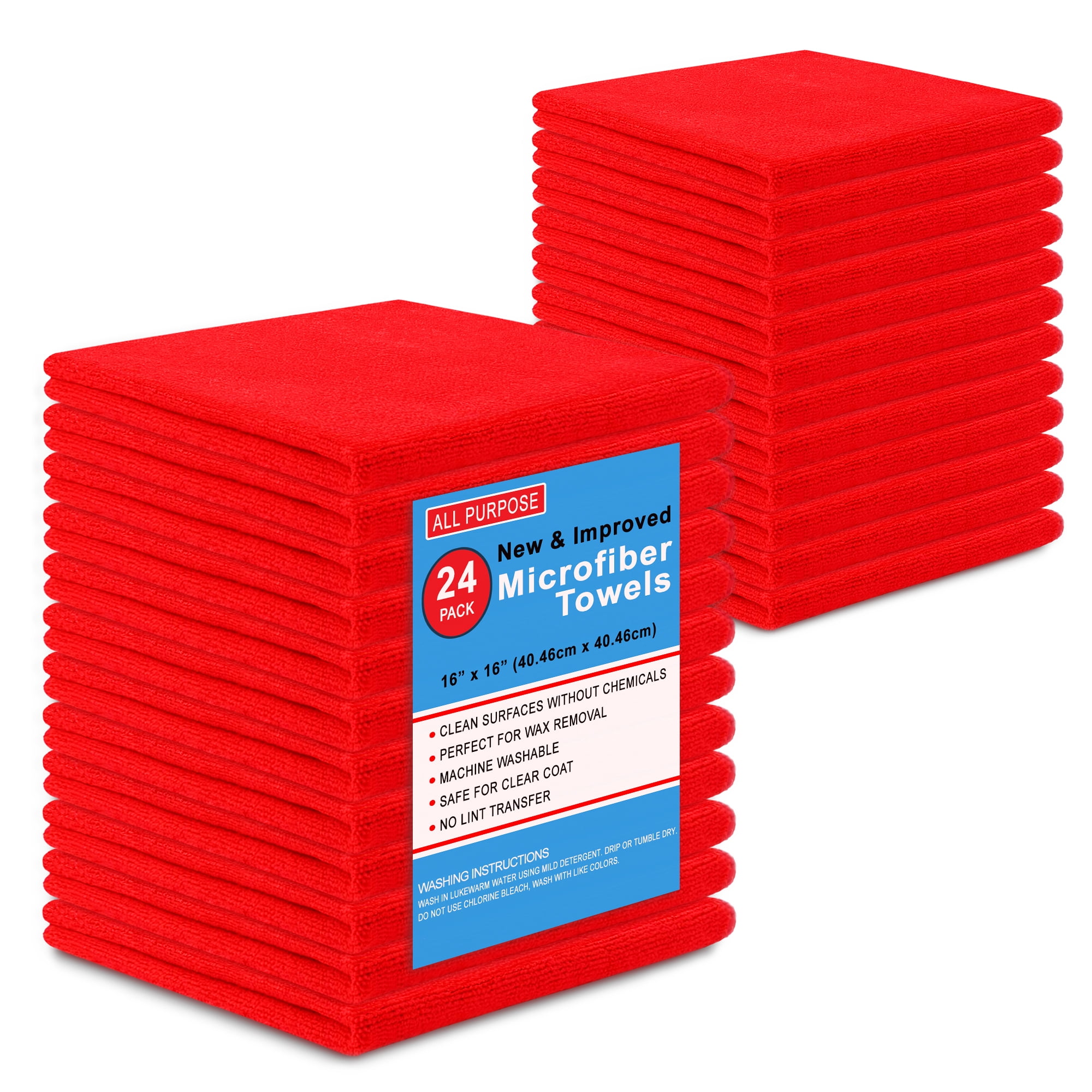 Microfiber Cleaning Towels, Pack of 24, Ultra Soft Plush Washcloth, All ...