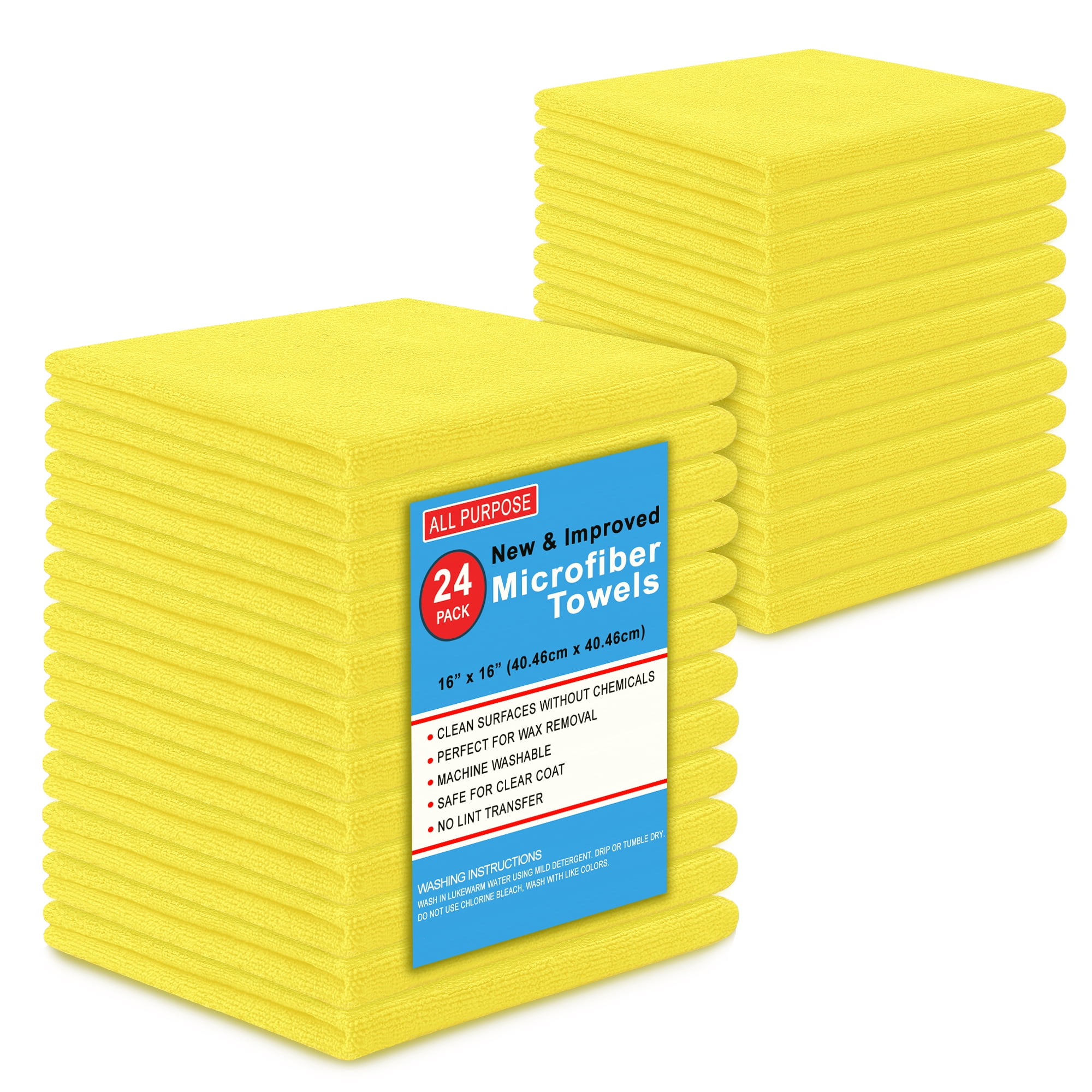 Microfiber Cleaning Towels, Pack of 24, Ultra Soft Plush Washcloth, All ...