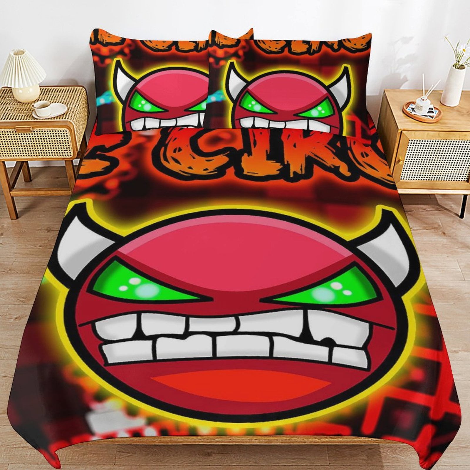 Microfiber Comforter Set,3D Printing Geometry Dash Unique 3 Piece ...