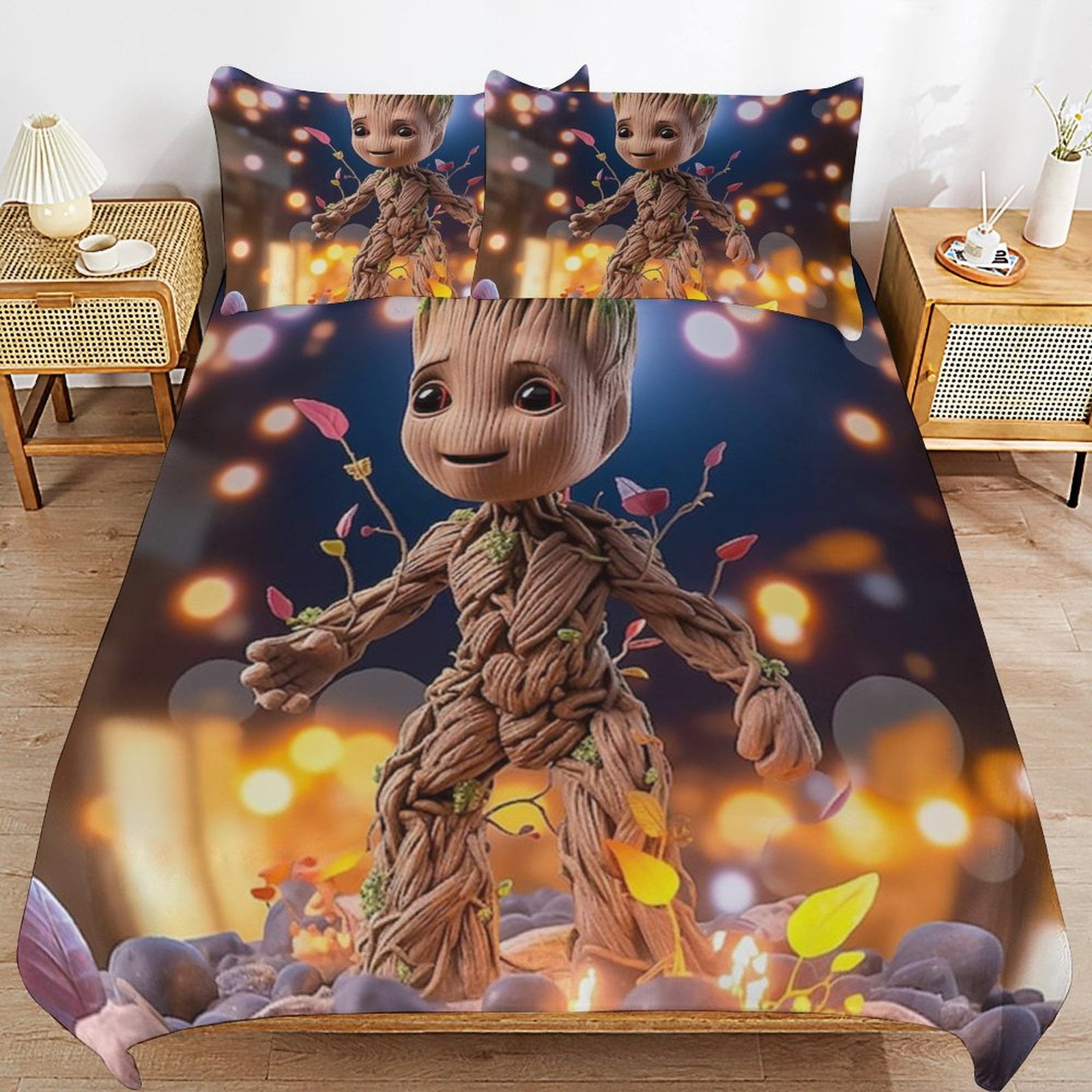 Microfiber Comforter Set,3D Printing I Am Groot Unique 3 Piece Bedding ...