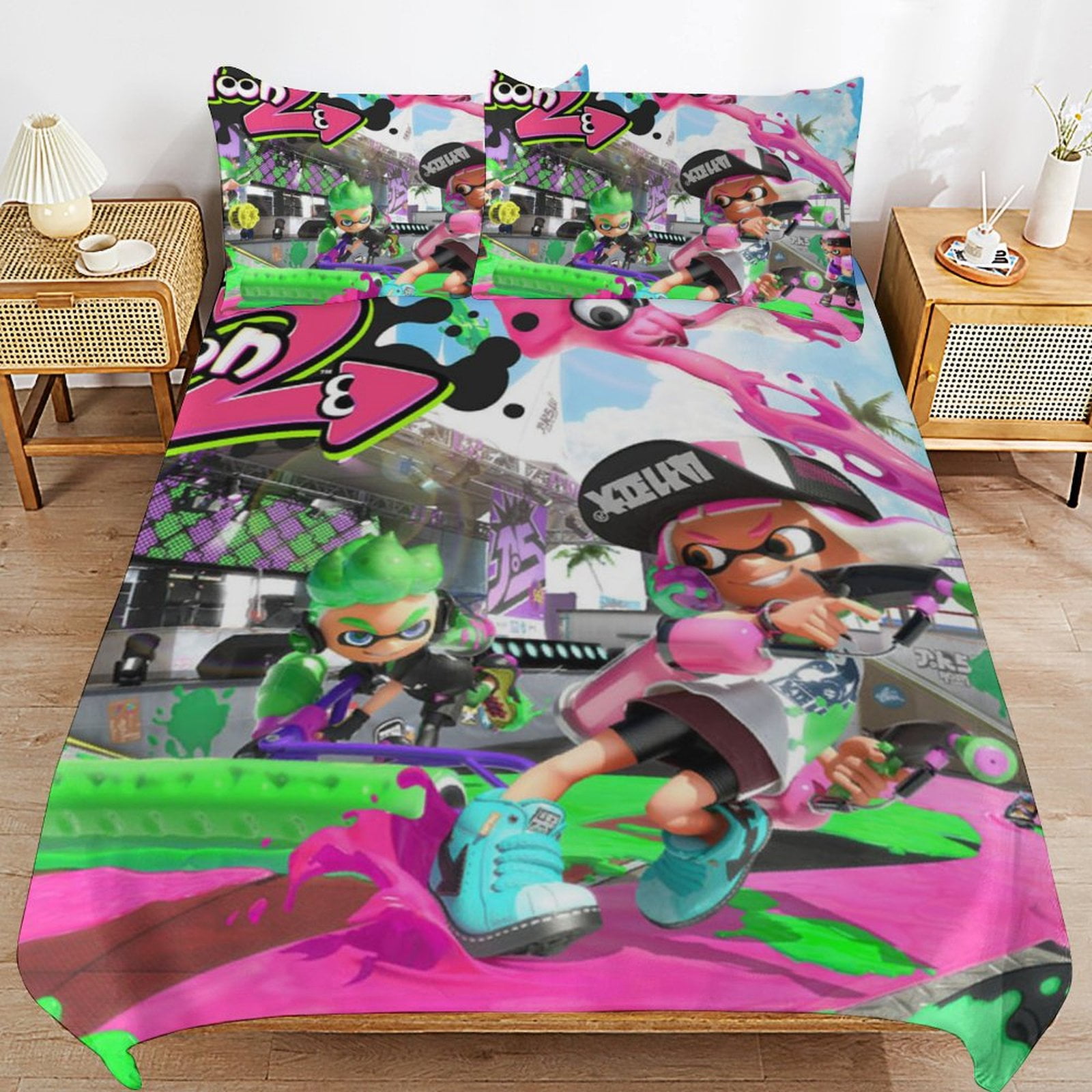 Microfiber Comforter Set,3D Printing Splatoon Unique 3 Piece Bedding ...
