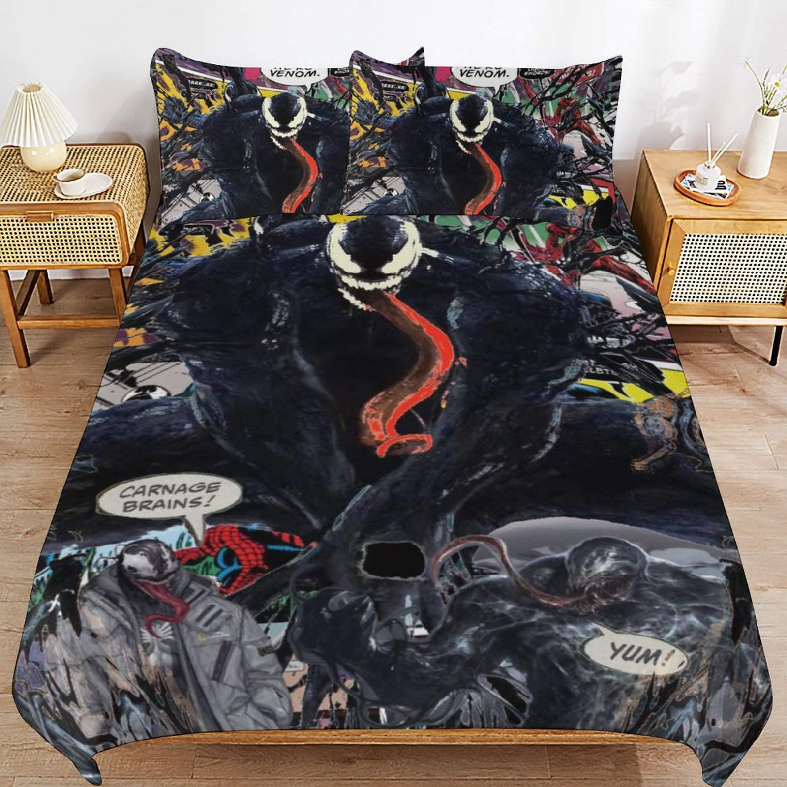 Microfiber Comforter Set 86x70,3D Printing Venom Unique 3 Piece Bedding ...