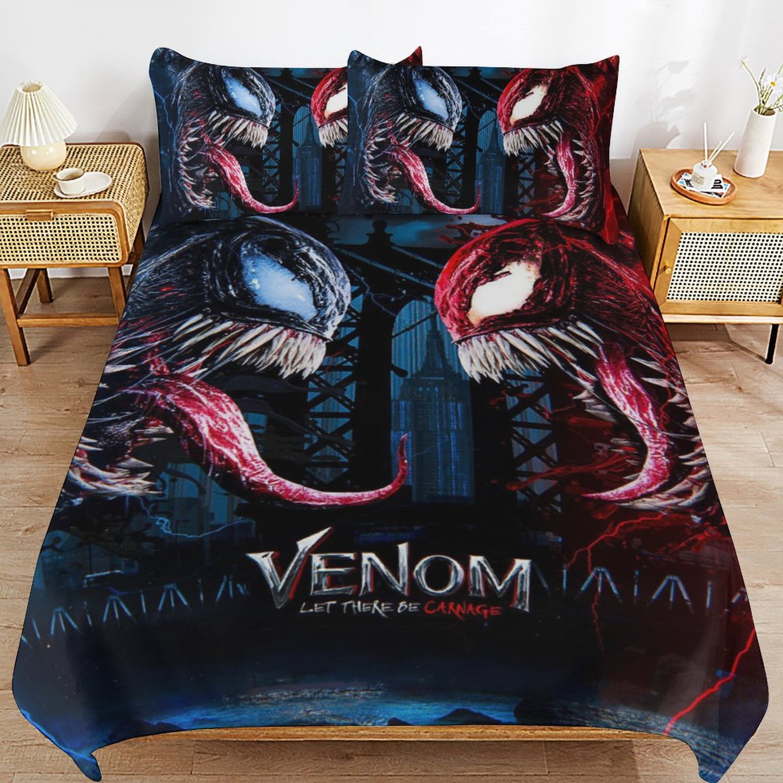 Microfiber Comforter Set 86x70,3D Printing Venom Unique 3 Piece Bedding ...