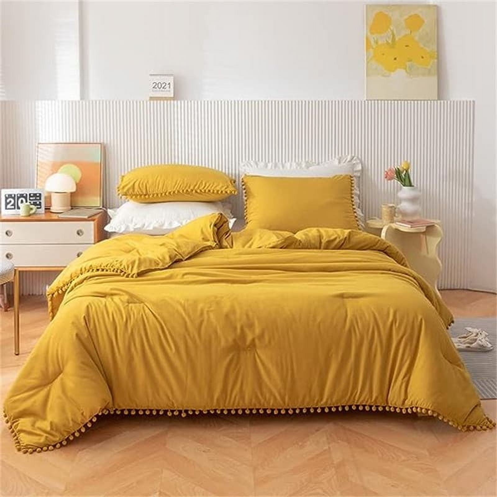 Microfiber Comforter Set Mustard Yellow - 3 Piece - King - Walmart.com