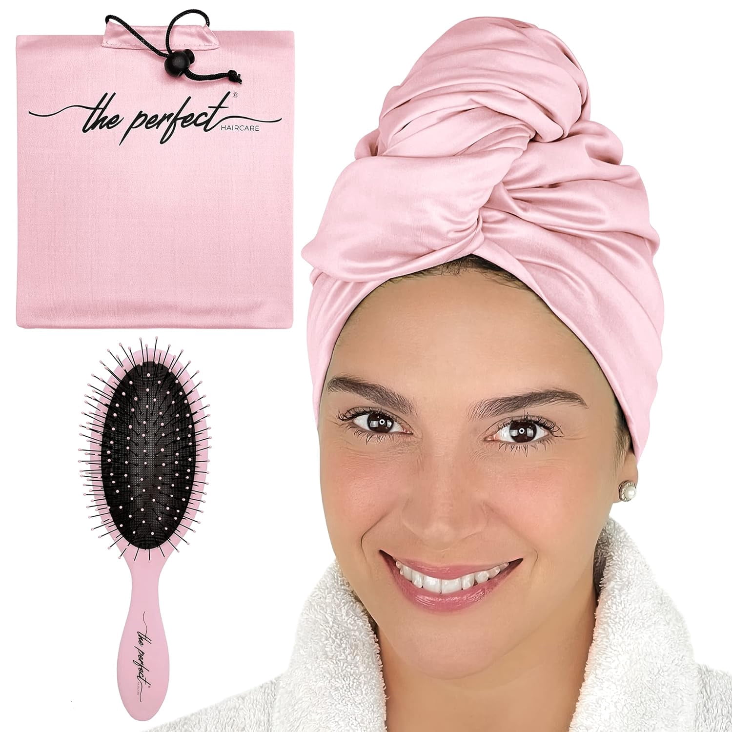 Microfiber Curly Hair Towel Wrap with Wet/Dry Brush - Fast Drying and ...