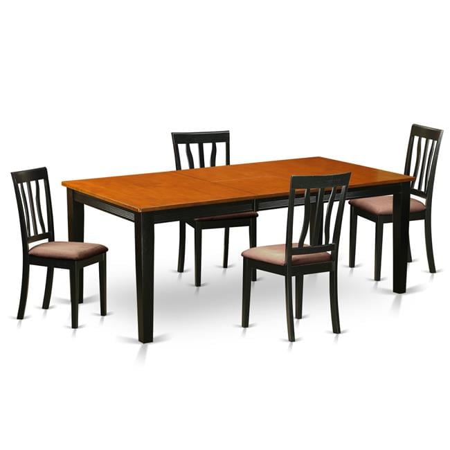 Microfiber Dining Set - Table with 4 Solid Chair, Black & Cherry - 5 ...